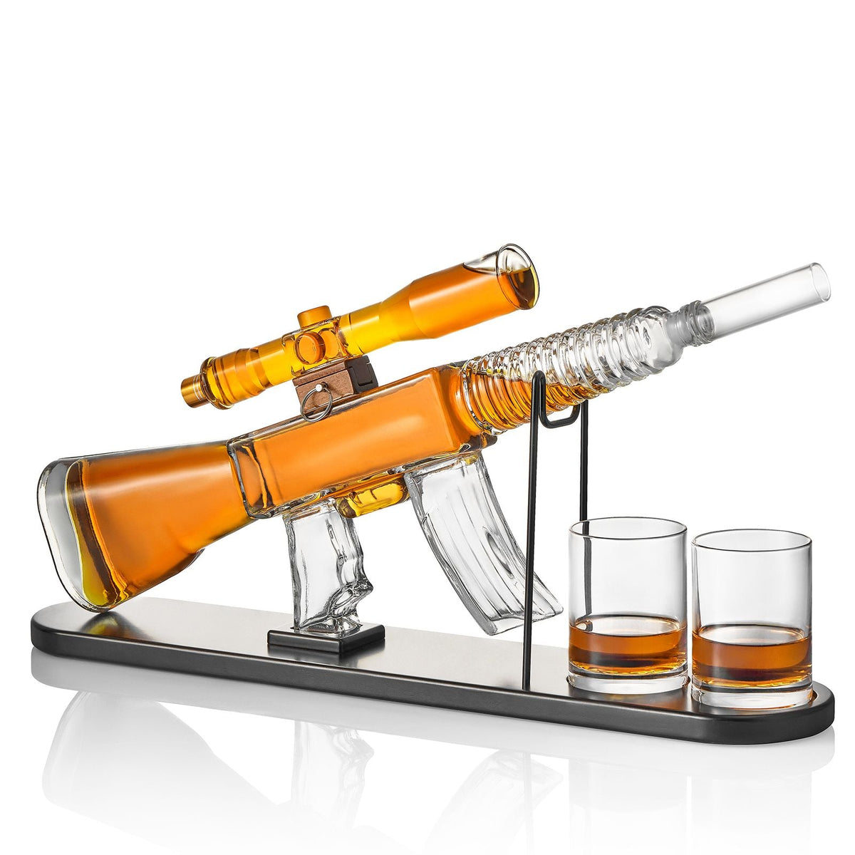 Rifle Whiskey Decanter Set – Large 27 oz Handcrafted Glass Gun Decante ...