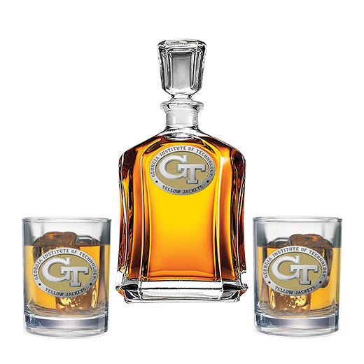 Georgia Tech GT Logo Capitol Decanter Set | Yellow Jackets Whiskey Dec ...