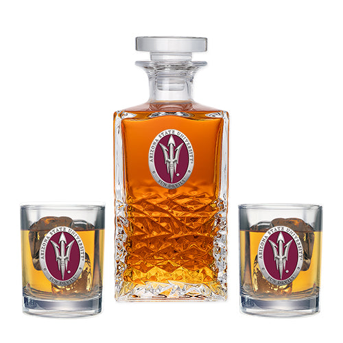 Arizona State University Pitchfork Logo Heritage Decanter Set with 2 G ...
