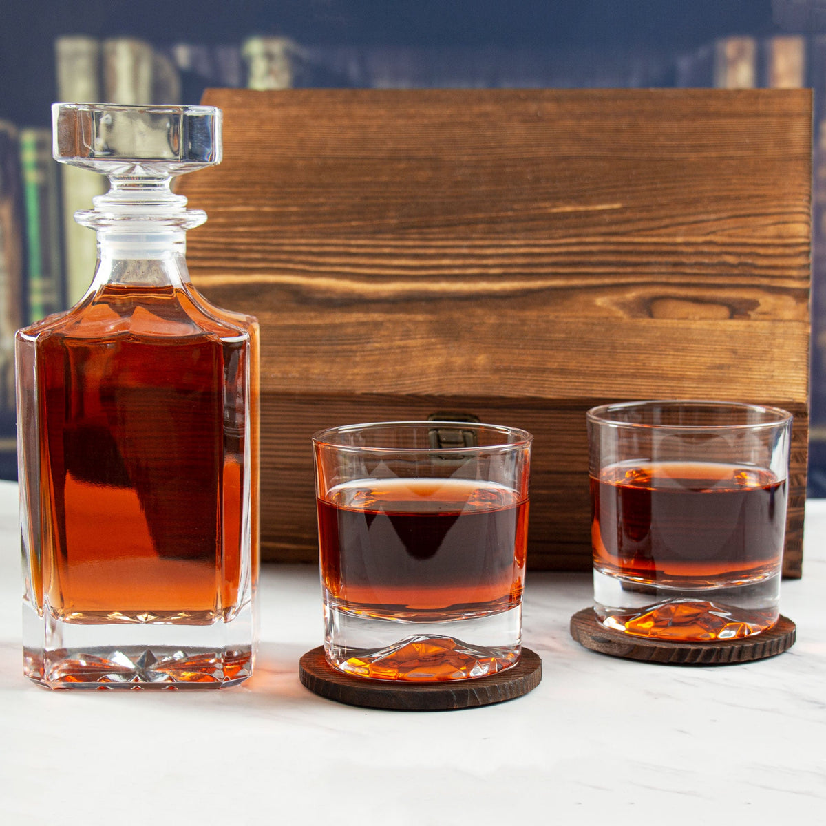 Classic Decanter Set With Engraved Wood Gift Box – MB Brands Inc