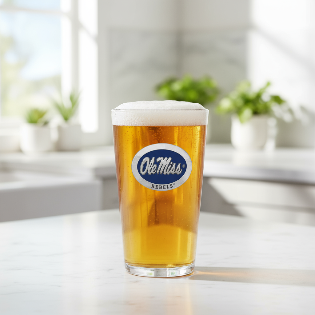 University of Mississippi "Ole Miss" Blue Logo Pint Glass – MB Brands Inc